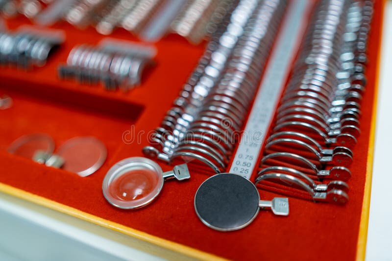 Optometrist Eyesight Instrument. Close Up View Optician Device Stock ...