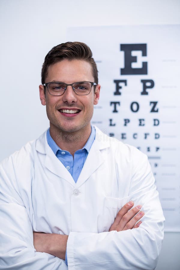 Optometrist Smiling in Ophthalmology Clinic Stock Image - Image of ...