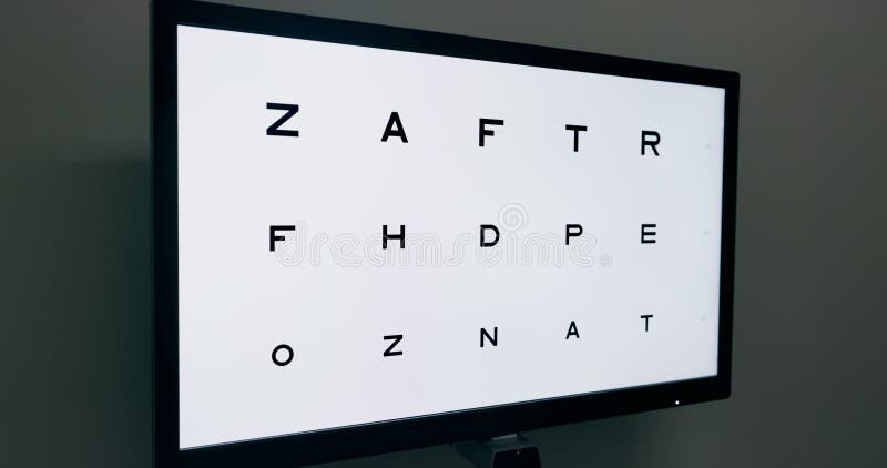 Optometrist, Test and Vision of Letters in Eye Exam with Screen on Wall ...