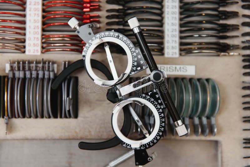 Optometrist Trial Frame. Check Vision in Ophthalmological Clinic Stock ...