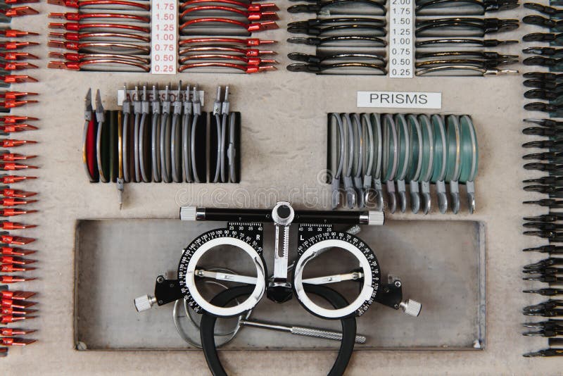 Optometrist Trial Frame. Check Vision in Ophthalmological Clinic Stock ...