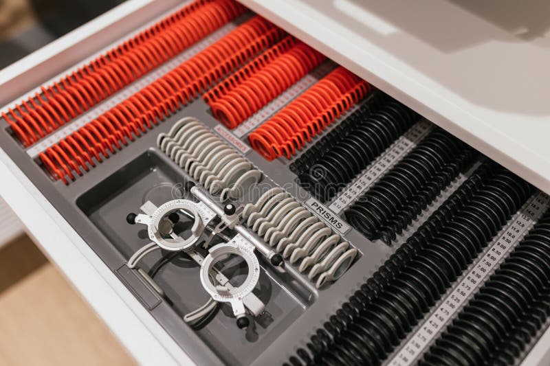 Optometrist Trial Frame and Lens Kit for Eyesight Testing Stock Photo ...