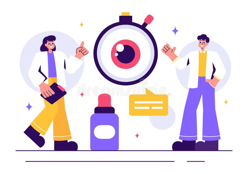 Optometrist Vector Illustration Featuring an Ophthalmologist Examining ...