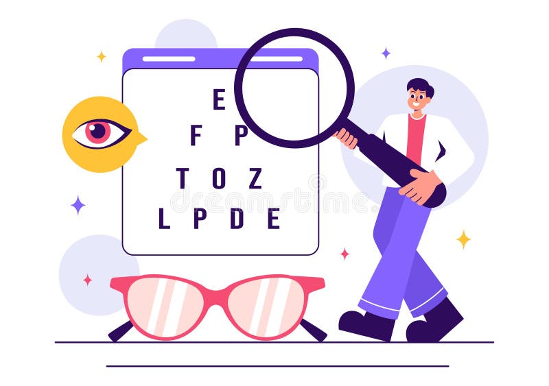 Optometrist Vector Illustration Featuring an Ophthalmologist Examining ...