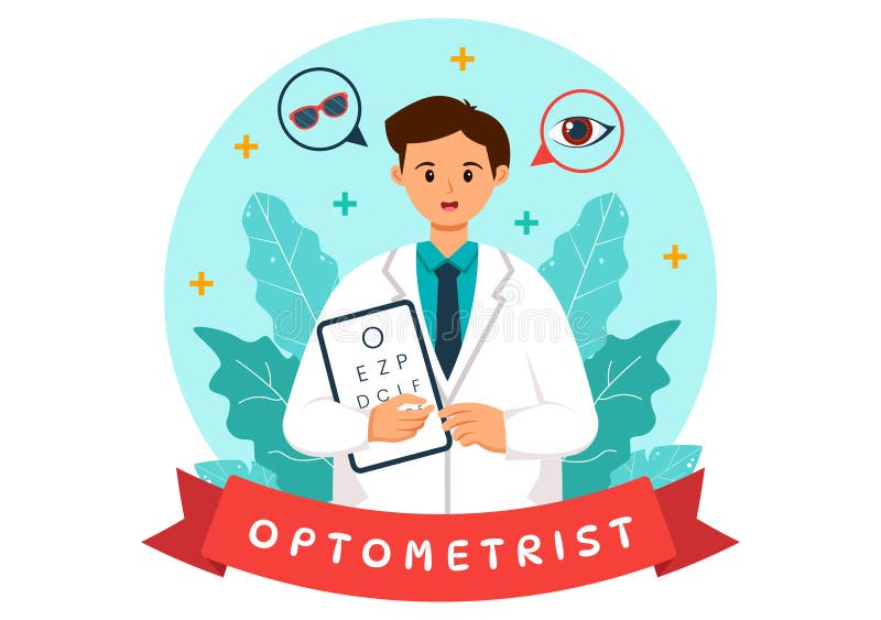 Optometrist Vector Illustration with Ophthalmologist Checks Patient ...