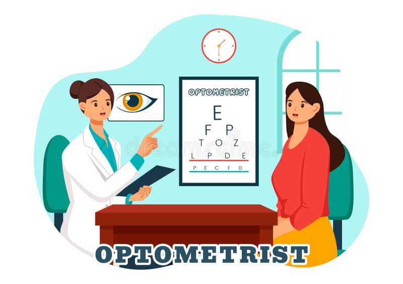 Optometrist Vector Illustration with Ophthalmologist Checks Patient ...