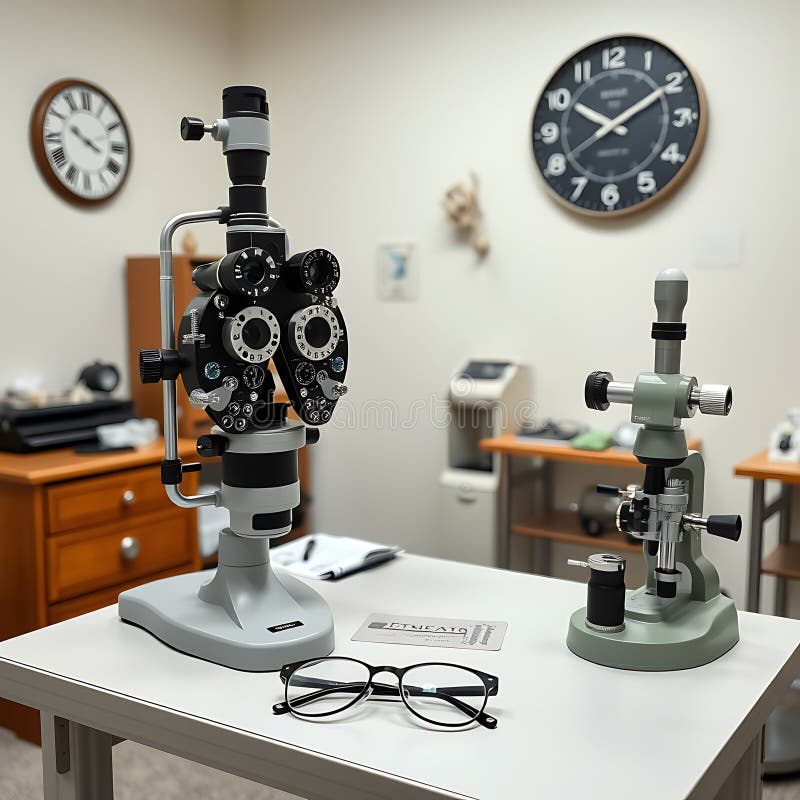 An Optometrists Examination Room with Various Optical Tools Like a ...