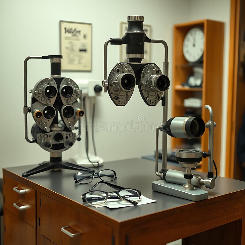 An Optometrists Examination Room with Various Optical Tools Like a ...