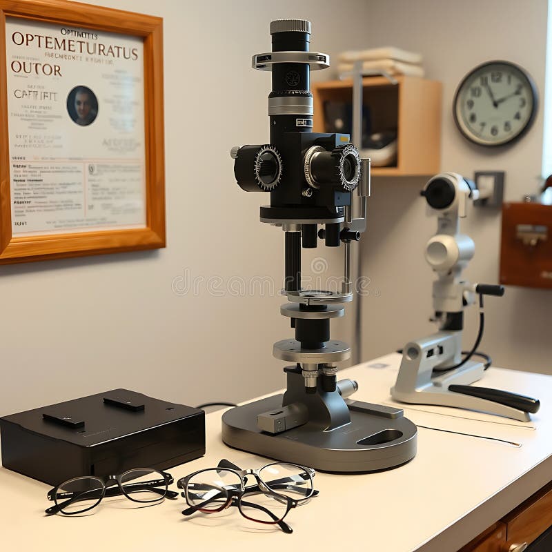An Optometrists Examination Room with Various Optical Tools Like a ...
