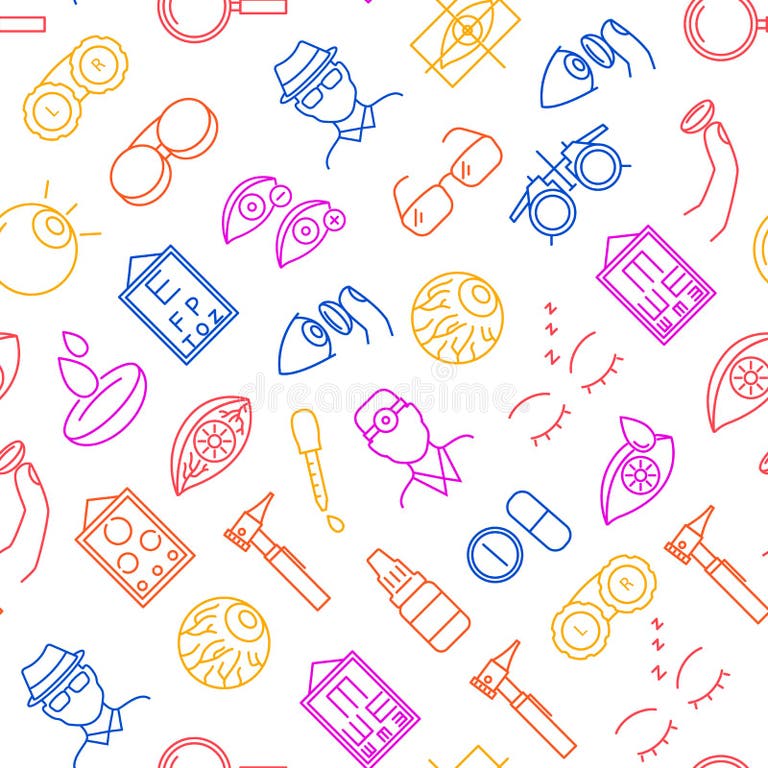 Optometry Concept Thin Line Seamless Pattern Background. Vector Stock ...