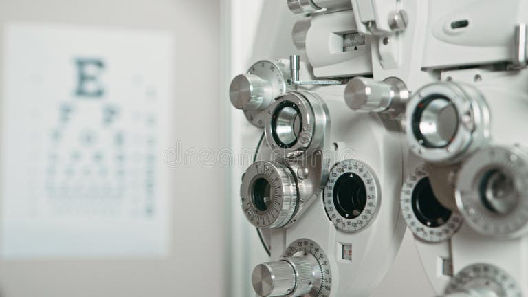 Optometry Equipment with Eye Chart in Focused Close-Up Stock Image ...