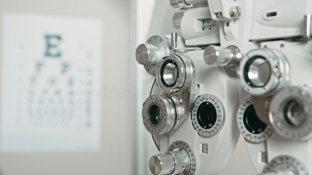 Optometry Equipment with Eye Chart in Focused Close-Up Stock Image ...