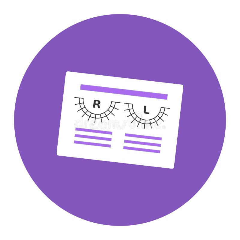 Optometry Test Card with Eye Chart. Purple Circle Background with ...