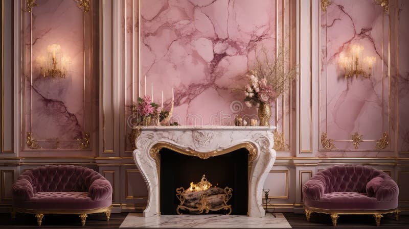 Opulence Pink Marble with Gold Stock Illustration - Illustration of ...