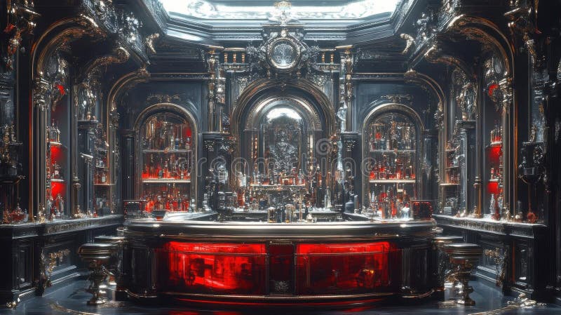 Opulent Bar in Grand Palace Stock Illustration - Illustration of glass ...
