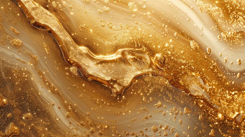 Opulent Currents of Abstract Gold Liquid Flow in a Lavish, Mesmerizing ...