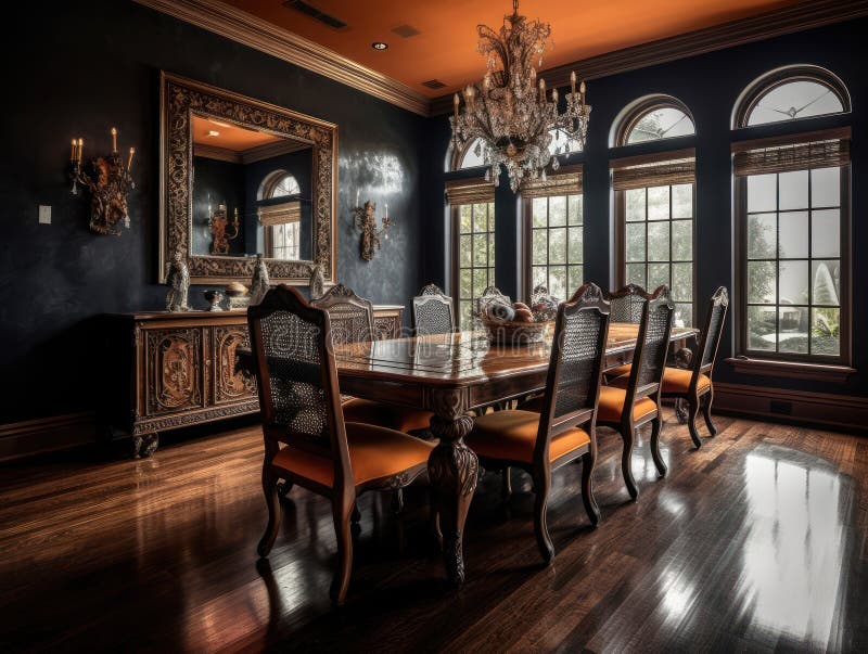 Opulent Dining Room with Antique Decor. Generative AI Stock Photo ...