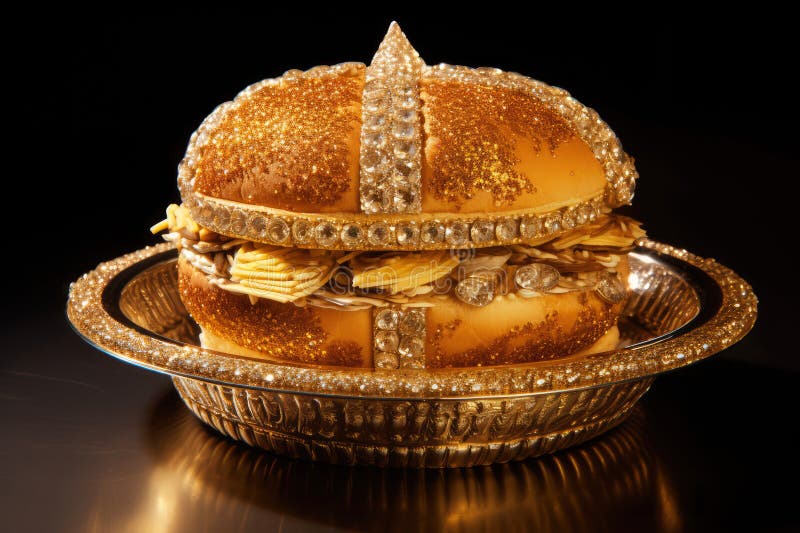 Opulent Extravagance Fully Diamond Encrusted Burger on a Black ...
