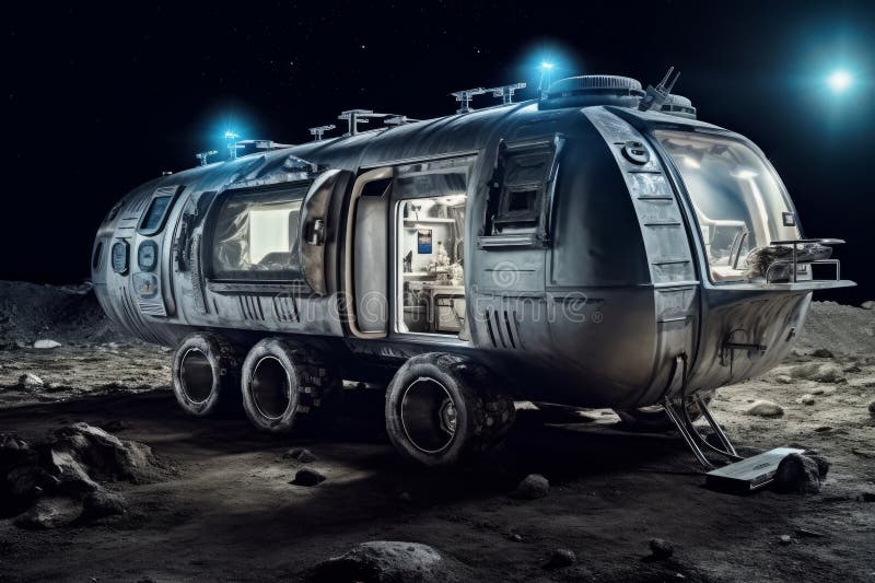 Opulent Lunar Base & Rover Ready for Exploratio Stock Illustration ...