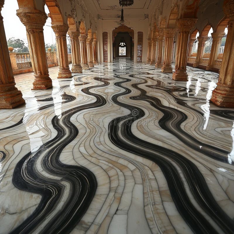 Opulent Marble Interior with Intricate Patterns Creating a Surreal Wavy ...