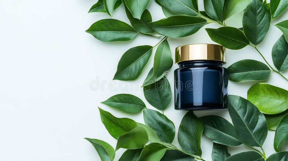 Opulent Moisturizer in a Blue Container Featuring Green Leaf Design ...