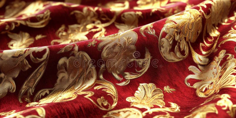 Opulent Red and Gold Brocade Fabric Texture, Royal Luxury Textile ...