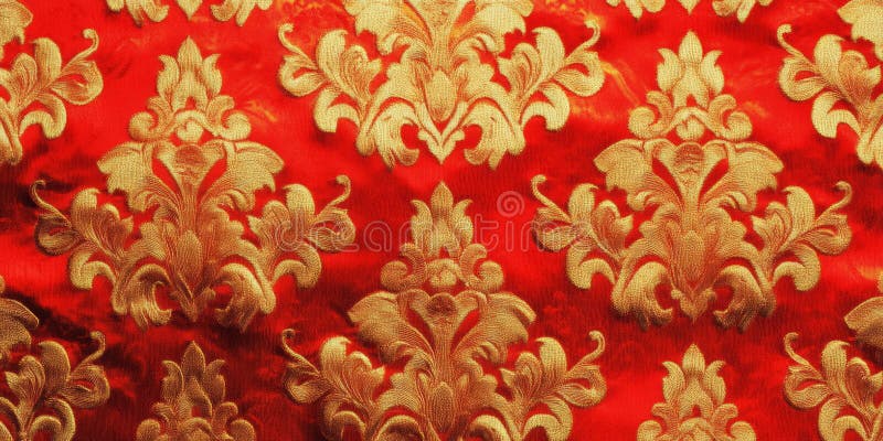 Opulent Red and Gold Brocade Fabric Texture, Royal Luxury Textile ...
