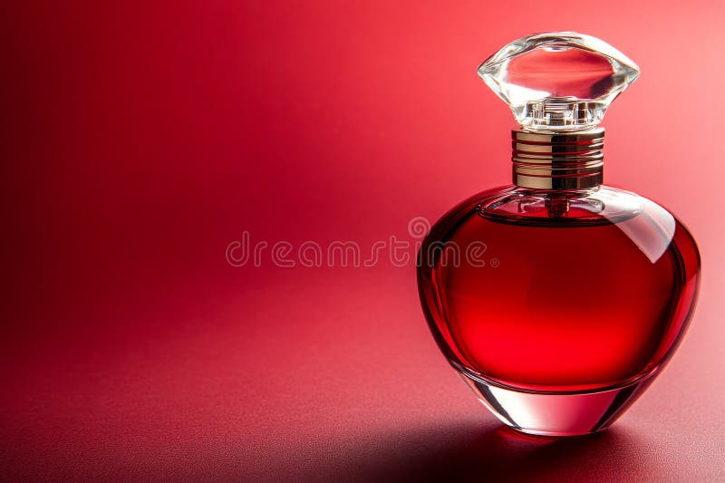 An Opulent Red Perfume Bottle Positioned on a Vibrant Red Background ...