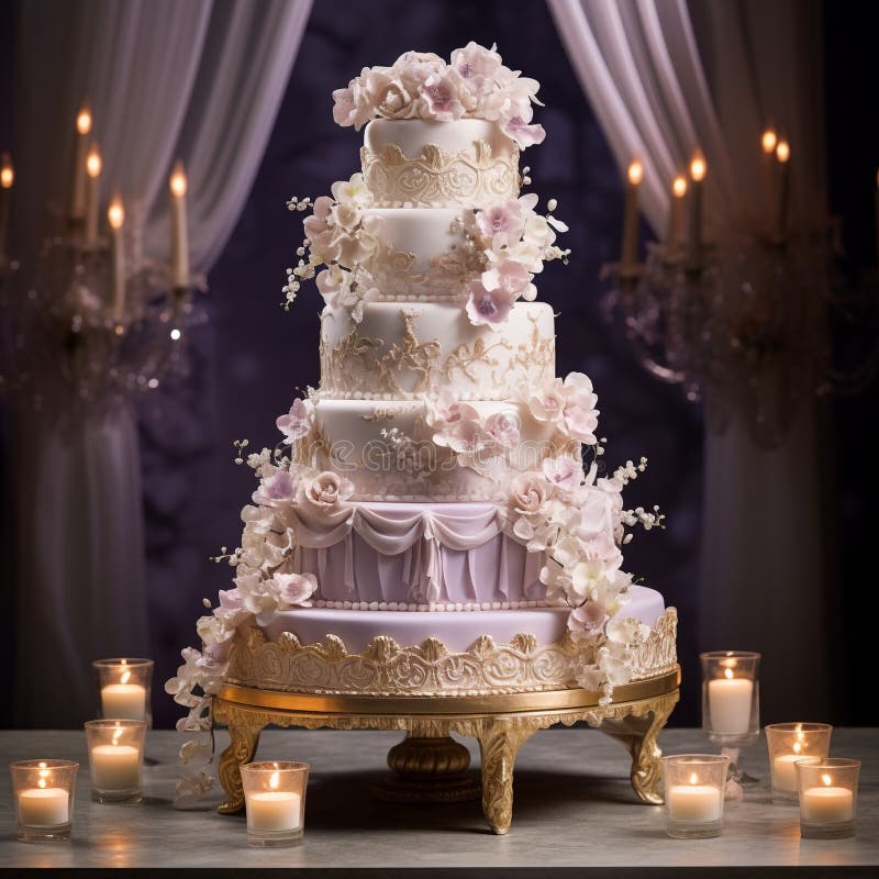 Opulent Romance: Exquisite Wedding Cake Design Stock Illustration ...