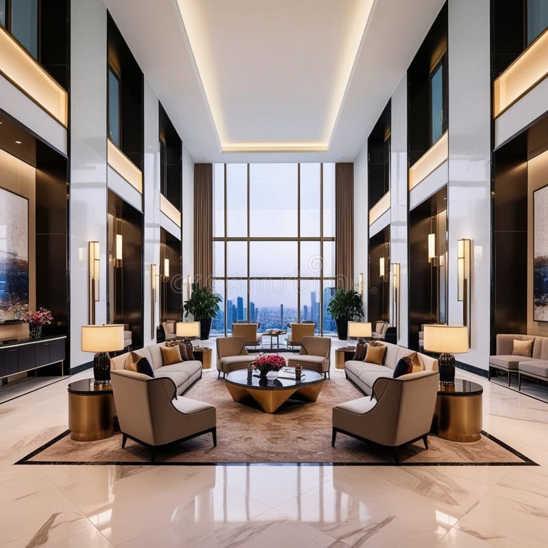 Opulent Suite with Panoramic City Views a Luxury Retreat Stock ...