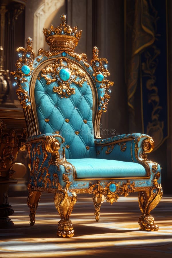 Opulent Throne with Crown and Jewels Stock Illustration - Illustration ...