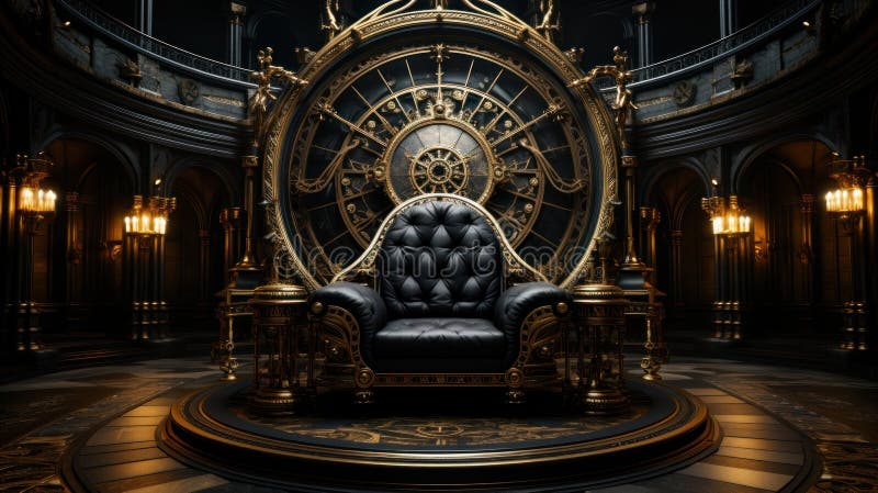 Opulent Throne in Dark Kingdom: Ruler S Golden Authority. Created with ...