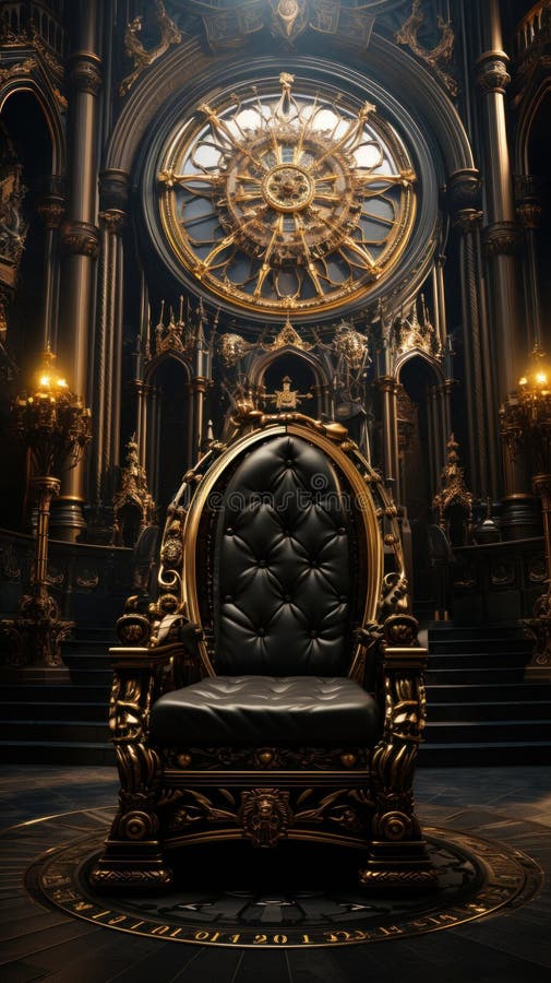 Opulent Throne in Dark Kingdom: Ruler S Golden Authority. Created with ...