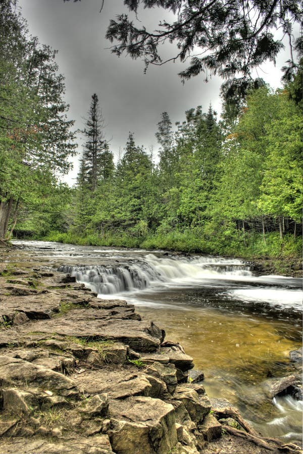 Oquecoc Falls in Michigan S Lower Peninsula in Summer Stock Photo ...