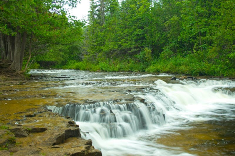 Oquecoc Falls in Michigan S Lower Peninsula in Summer Stock Photo ...