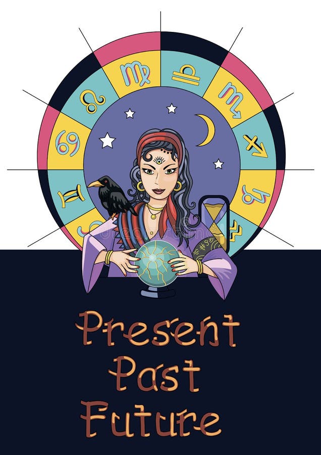 The Oracle Girl Predicts the Future on a Magic Ball Vector Illus Stock ...