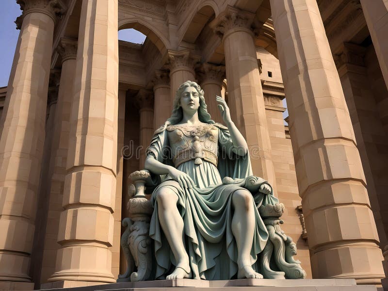 Oracle or Sibyl Statue at Building with Stone Columns Stock ...