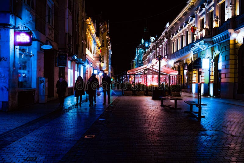 Oradea City Center at Night Editorial Photo - Image of streetlight ...