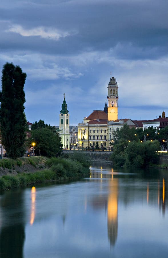 Oradea Downtown Under Evening Clouds Stock Image - Image of tree ...
