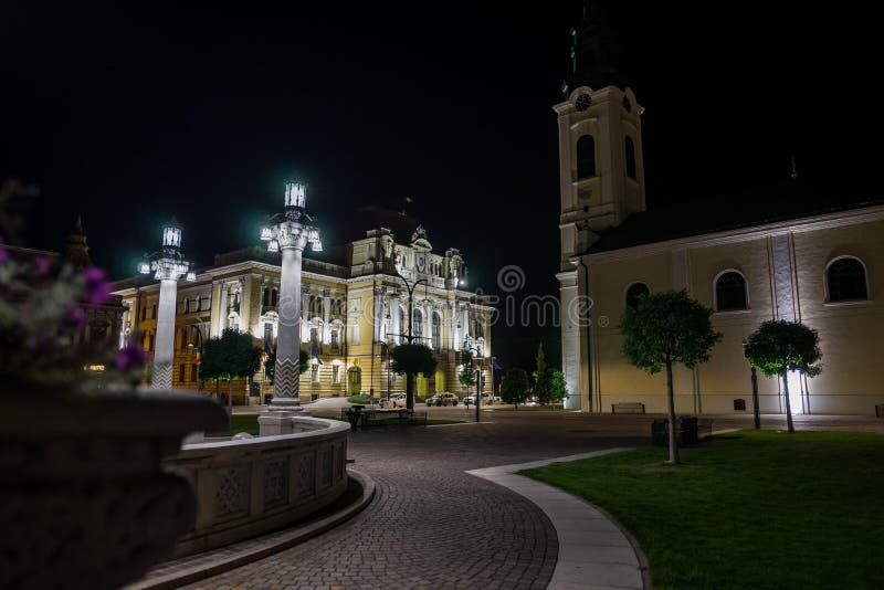 Oradea at night editorial image. Image of view, oradea - 156596875