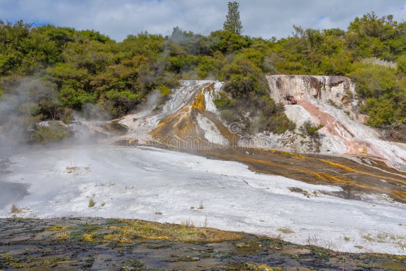 Orakei Korako Geothermal Landscape Stock Photo - Image of flow, algae ...