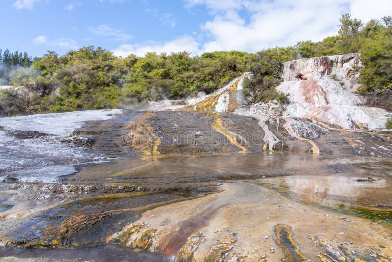 Orakei Korako Geothermal Landscape Stock Photo - Image of zealand, flow ...