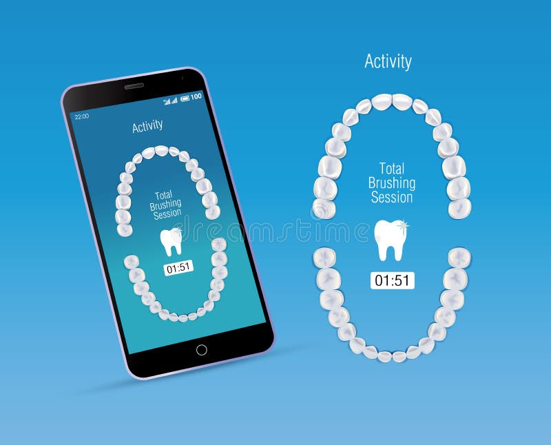 Oral Care App and Mobile Phone Stock Vector - Illustration of anatomy ...