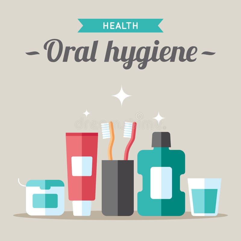 Oral Hygiene Banners with Cute Tooth. Brushing, Flossing and Rinsing ...