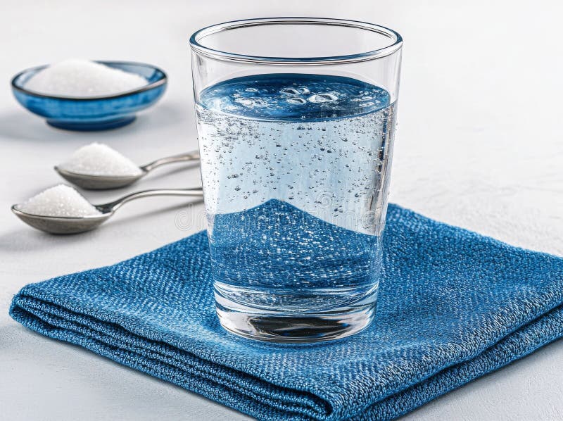 Oral Rehydration Salts: Hydration Aid with a Glass of Water and Spoon ...