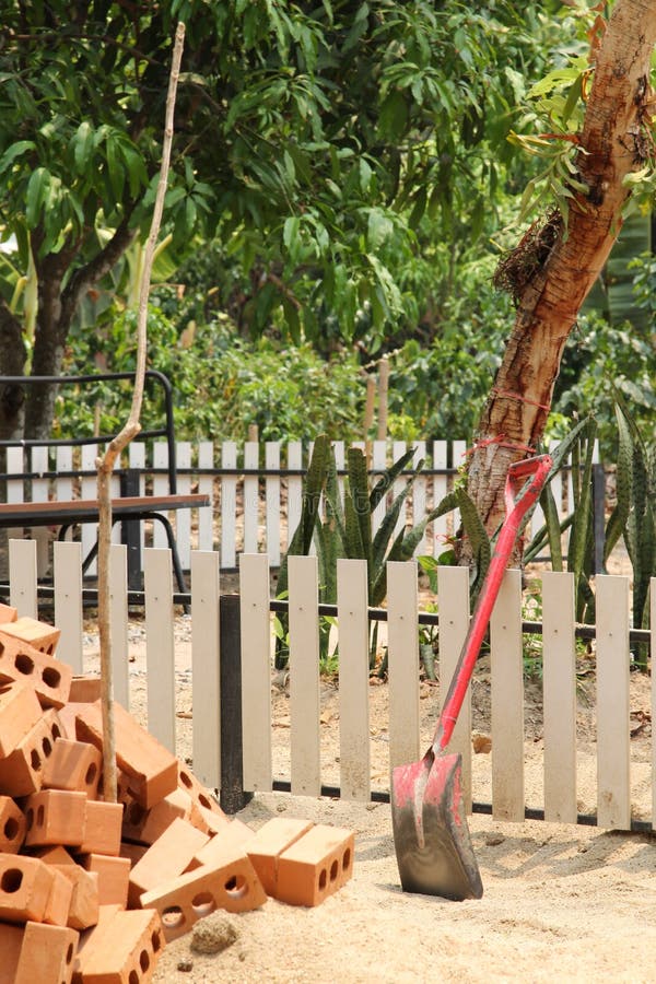 Orang Brick Pile in Construction Site Stock Image - Image of build ...