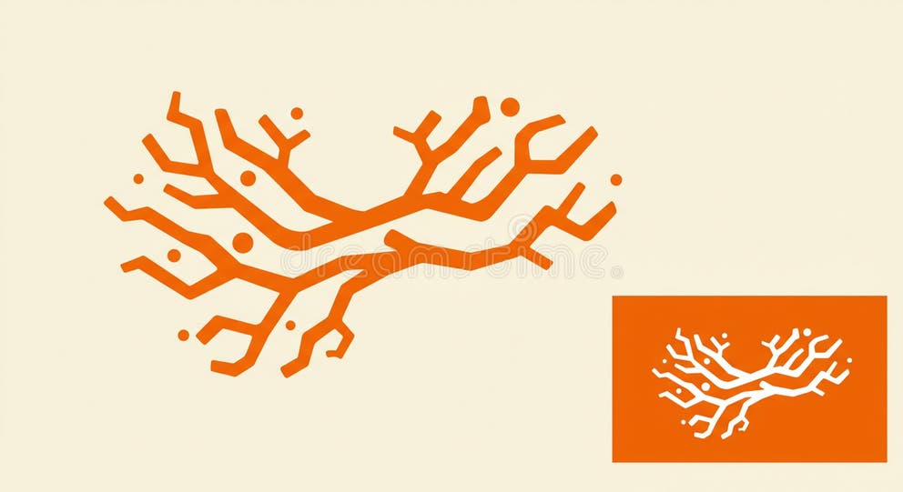 Orange Abstract Branching Pattern Resembling Tree Branches or Neural ...