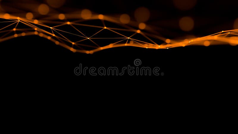 Orange Abstract Digital Technology Background with Network Connection ...