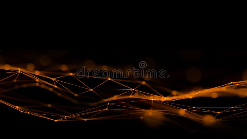 Orange Abstract Digital Technology Background with Network Connection ...