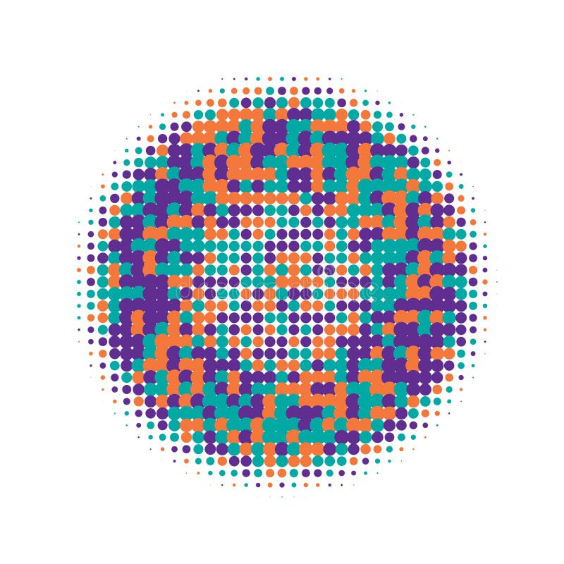 Orange Abstract Dot Halftone. Purple Circle Pattern Halftone. Yellow ...